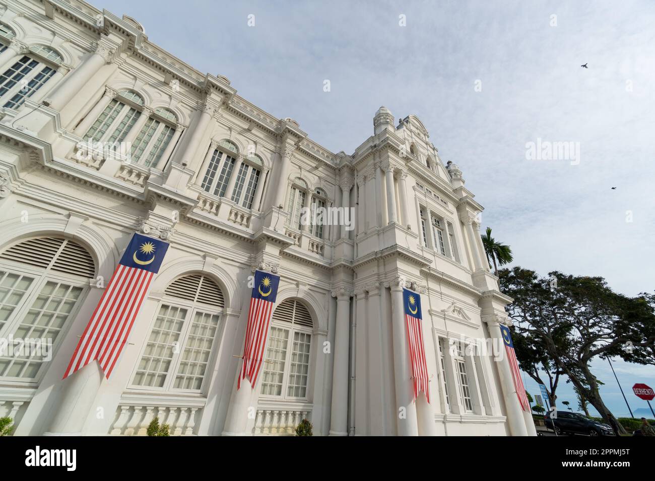 Penang City Hall decorated with Jalur Gemilang Malaysia flag celebrate ...