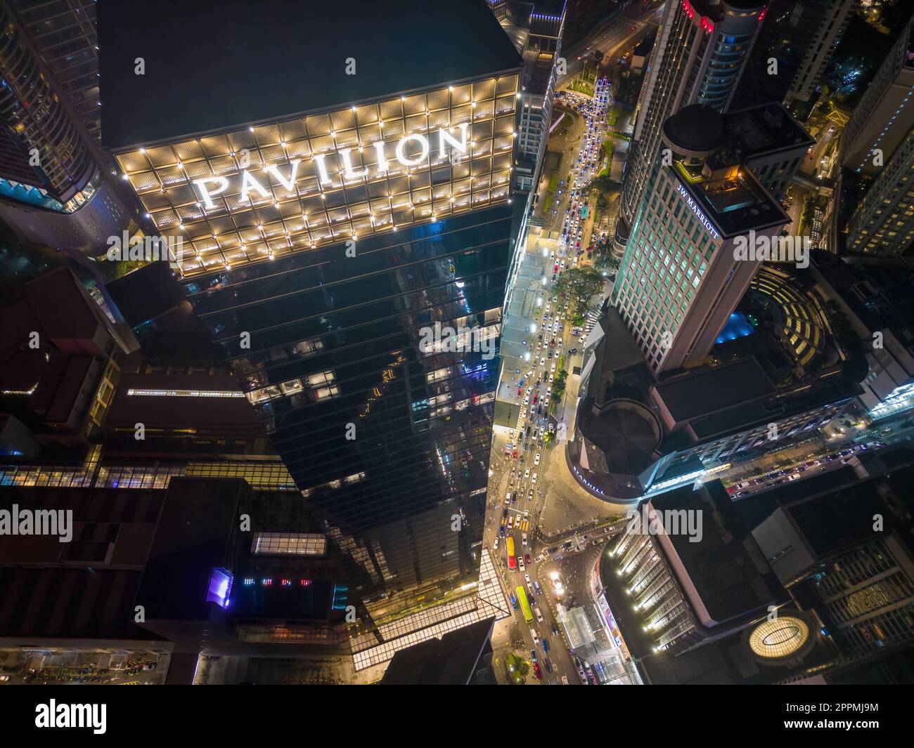 Aerial view beauty illuminated Pavilion Kuala Lumpur tower Stock Photo ...