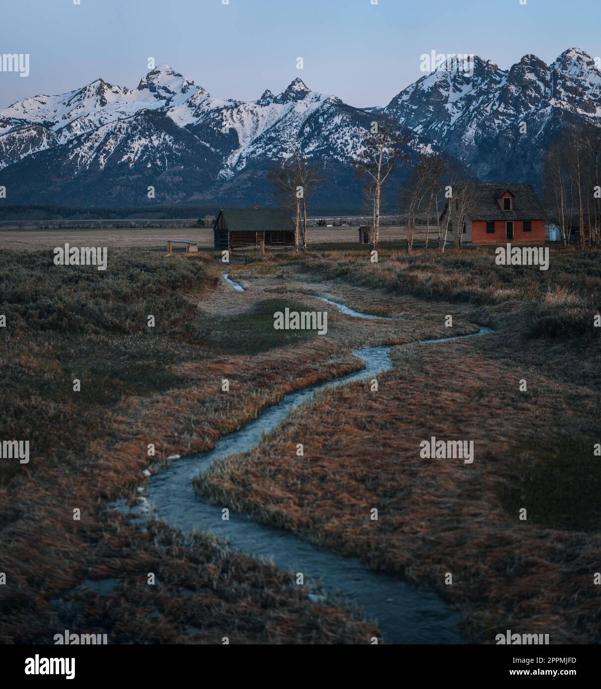 An American Mormon pioneer barn on Mormon Row in Grand Teton National ...