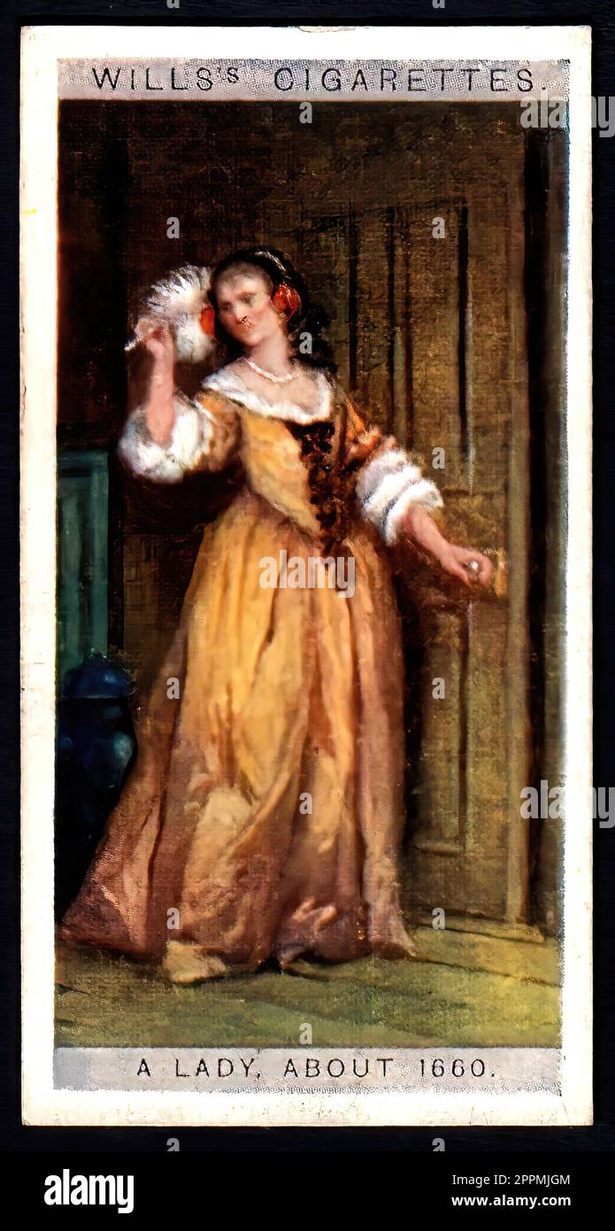 A Lady, About 1660 - Vintage British Cigarette Card - Victorian Era ...