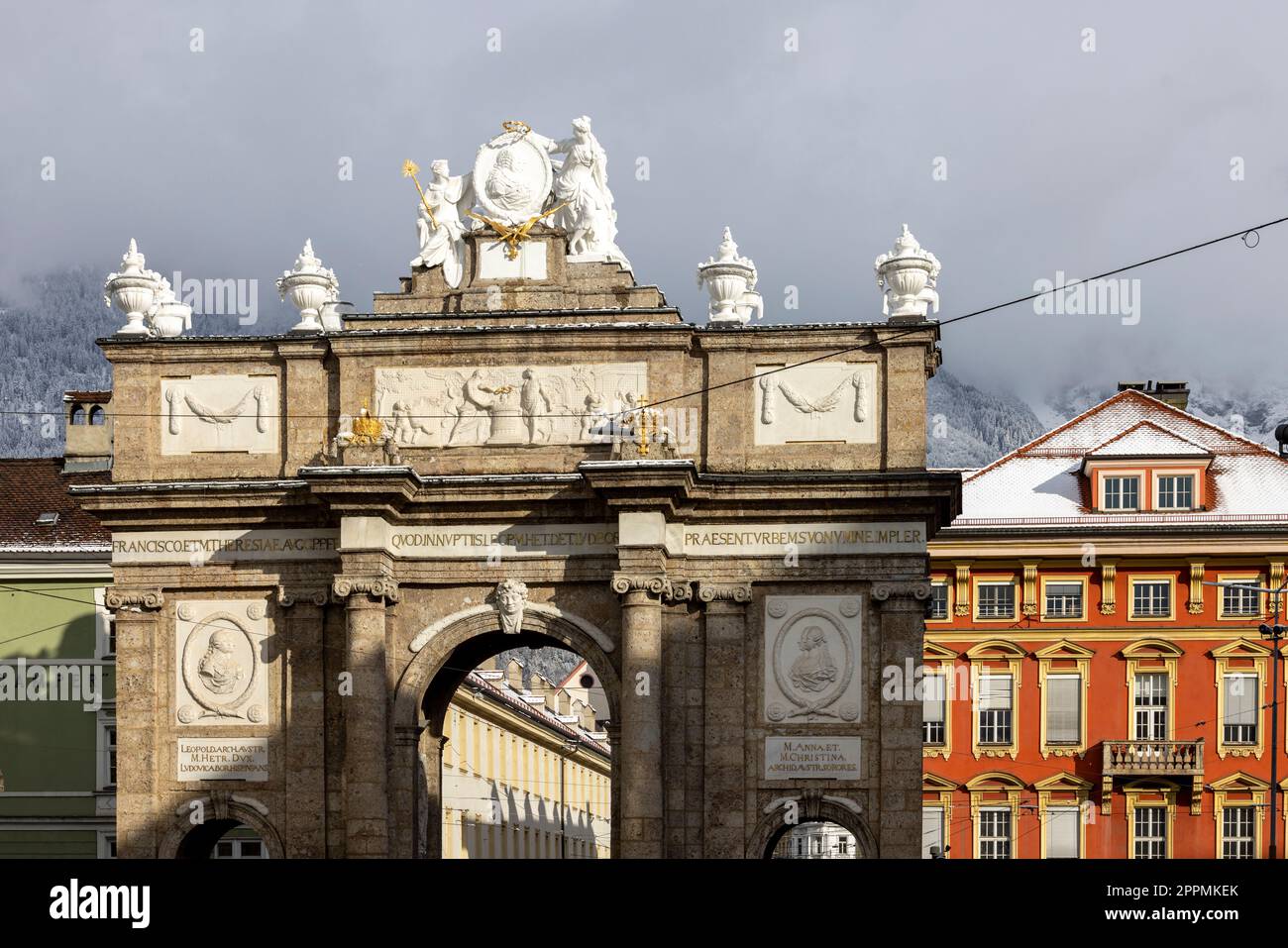 Triumphal Arch (Triumphpforte) on Maria Teresa Street, Innsbruck ...