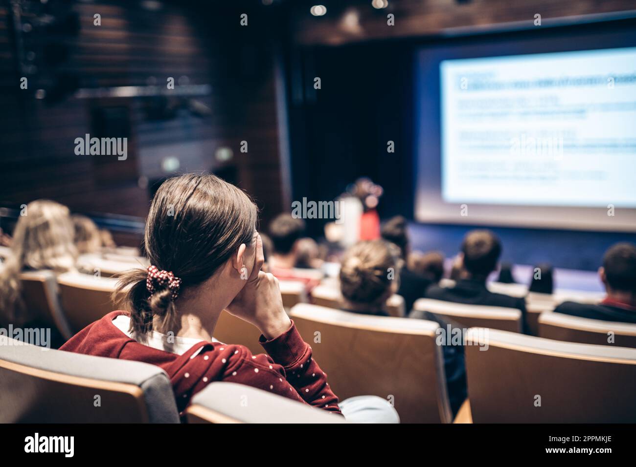Woman giving presentation on business conference event Stock Photo - Alamy