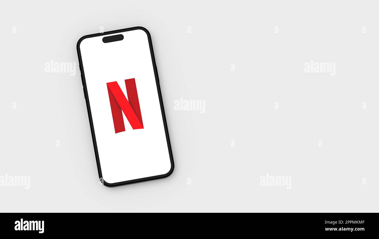 Netflix Logo on Mobile Phone Screen on Gray Background with Copy Space ...