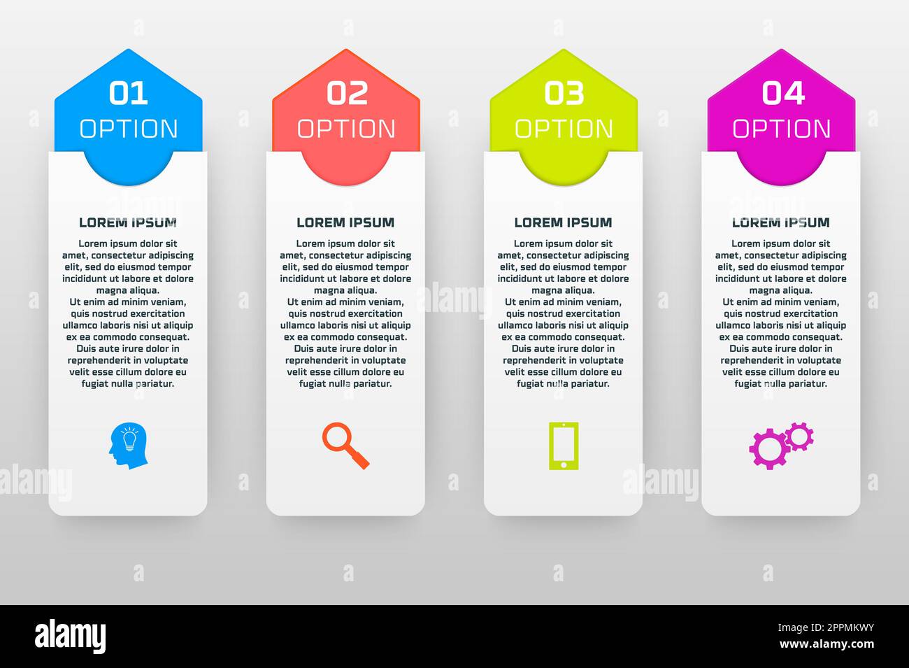 Vector infographics template with four options in material design style ...