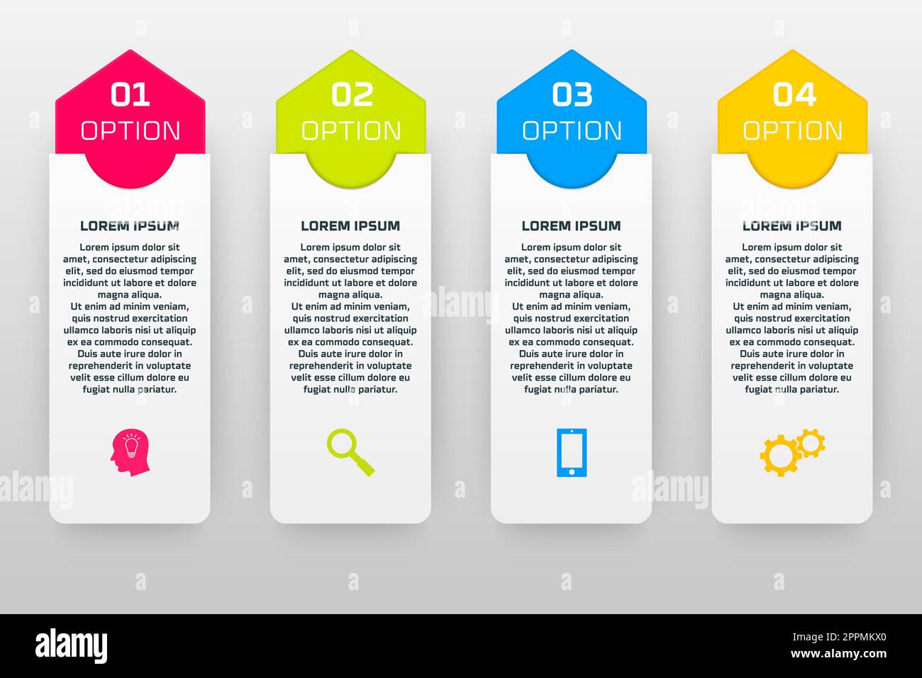 Vector infographics template with four options in material design style ...