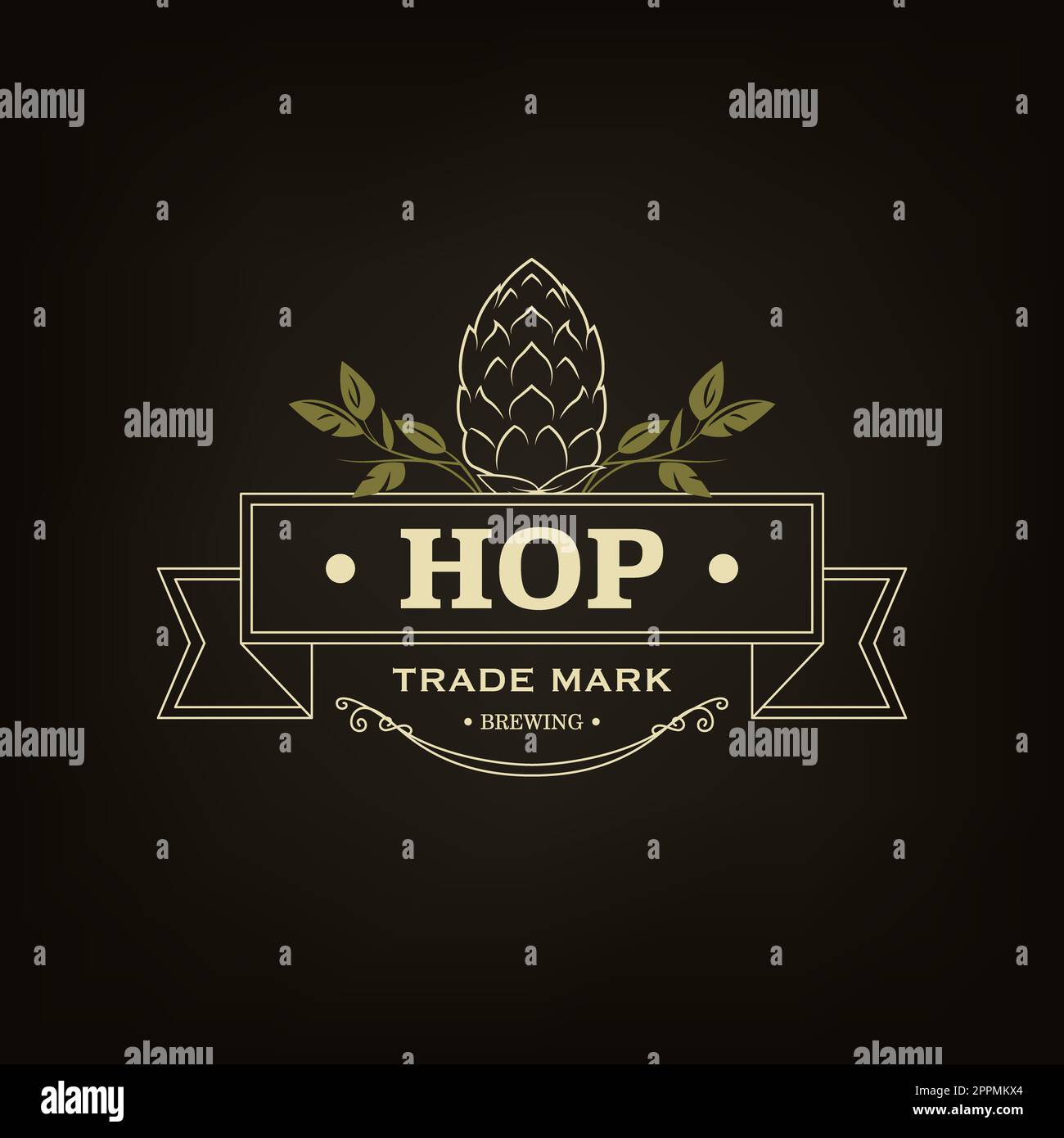 Vector Typography Design with Green Hand Drawn Cartoon Hop and Leaves ...