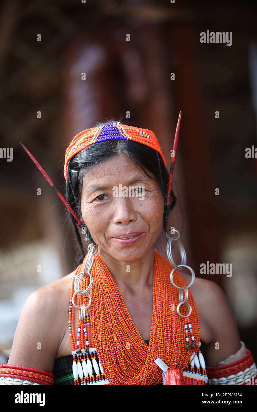 Konyak maiden resplendent in her beaded adornments Stock Photo - Alamy