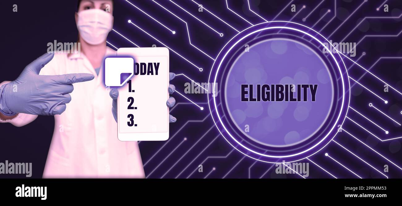 Text showing inspiration Eligibility. Word Written on State of having ...