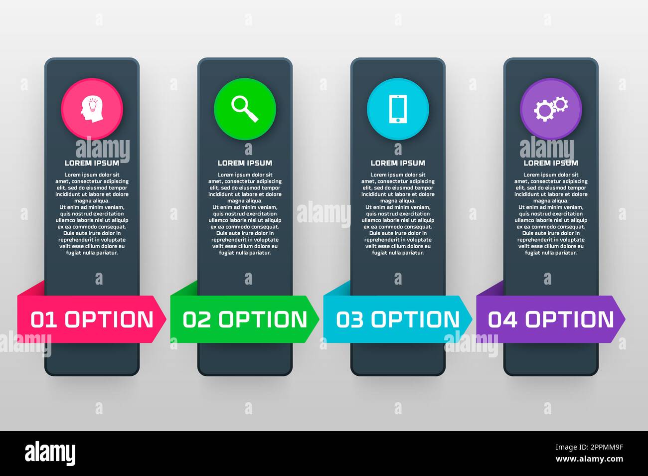 Vector infographics template with four options in material design style ...