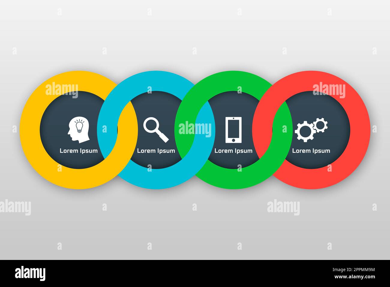Vector infographics template with four options in material design style ...
