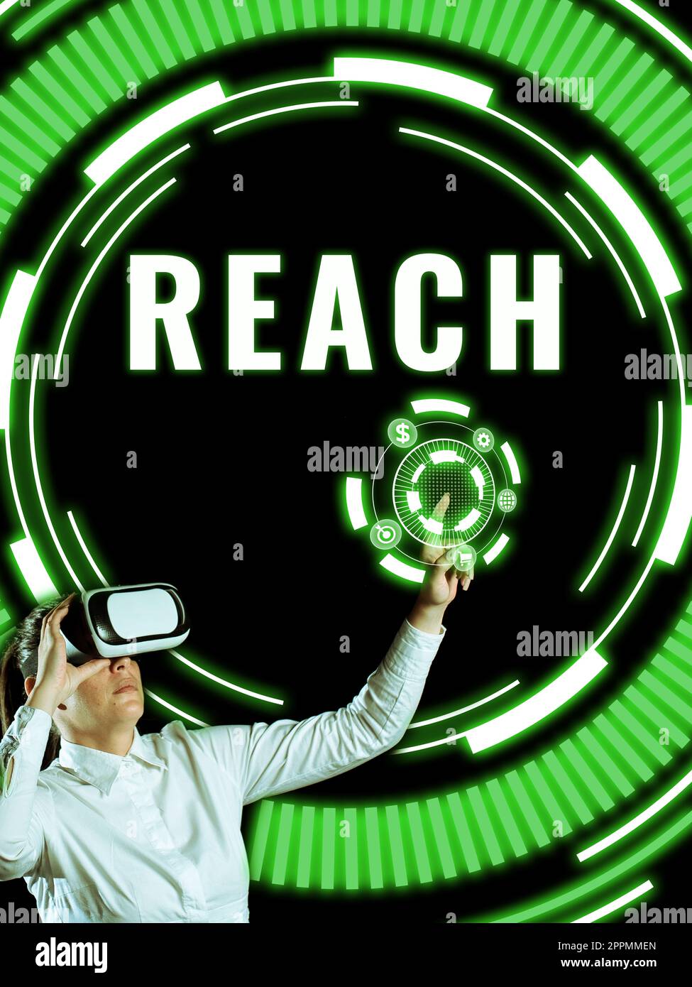 Text sign showing Reach. Word for the distance within which something ...