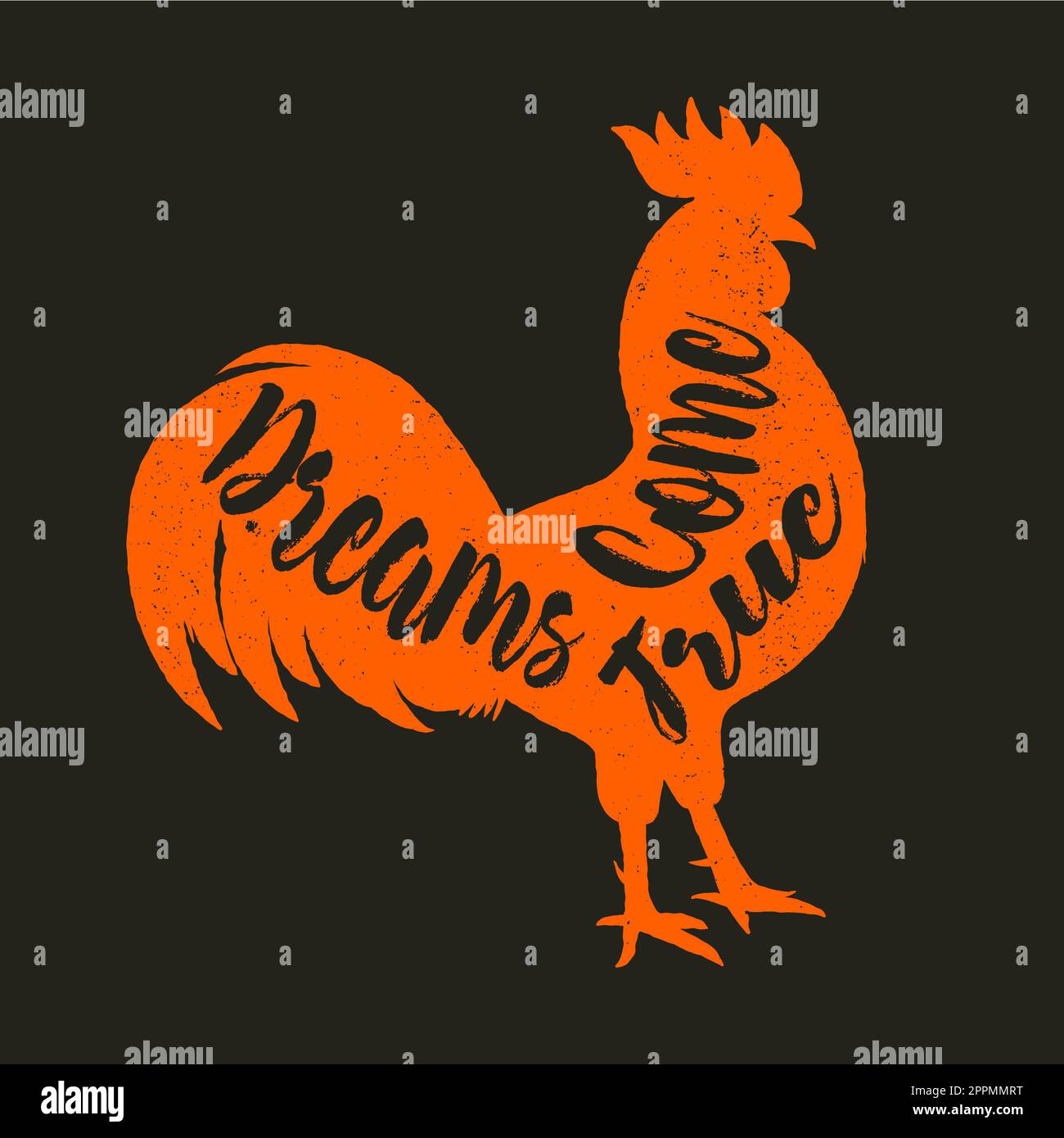 Lettering quote on the rooster s body, symbol of 2017. Print for design ...
