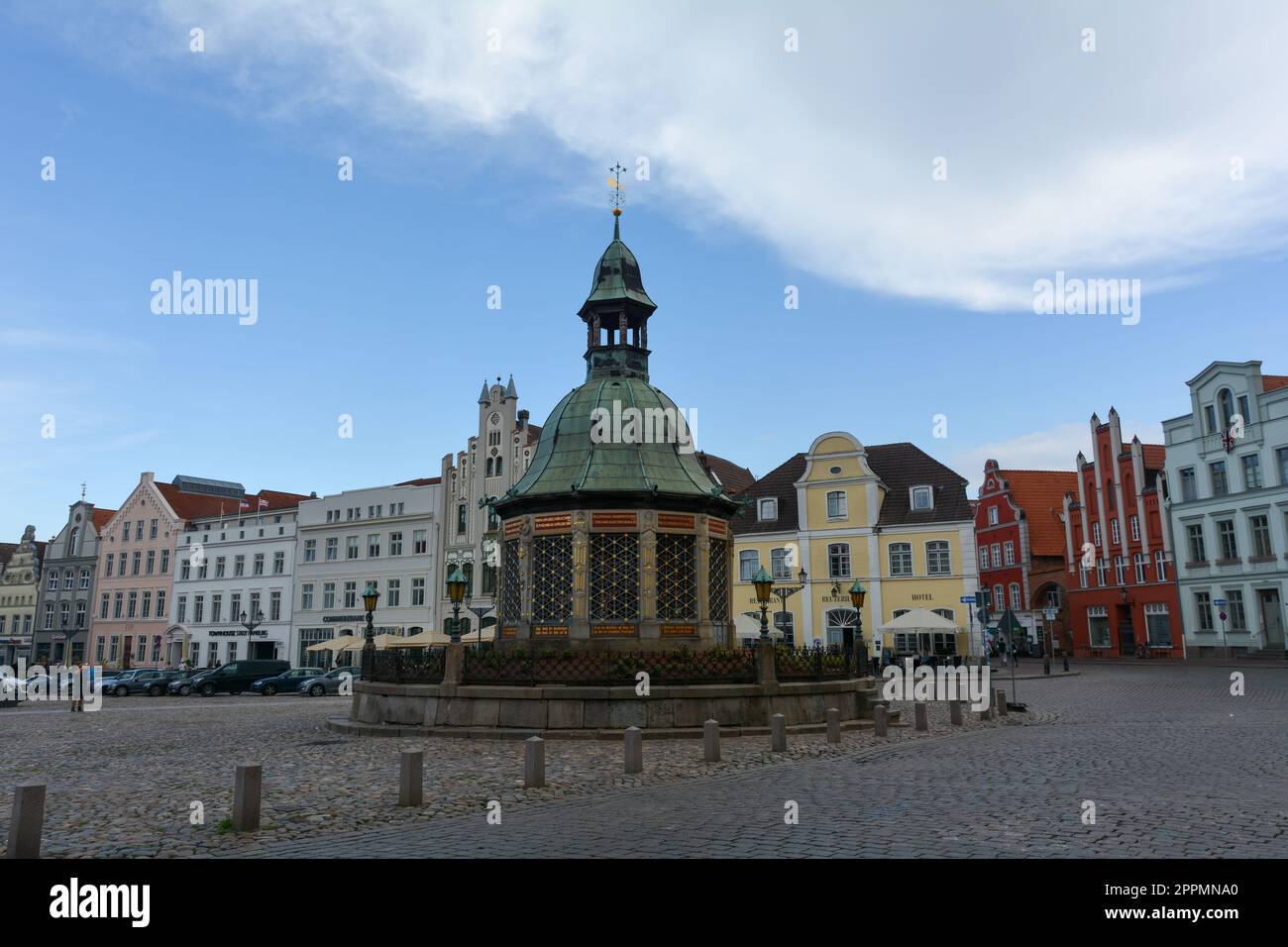 Wismar, Germany, September 10, 2022 - Market square in the city center ...