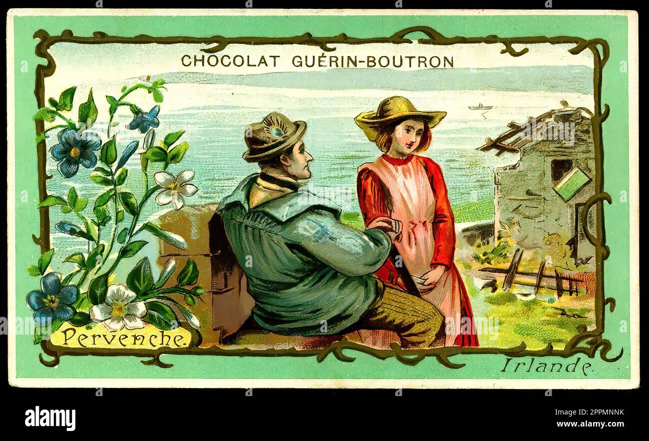 Periwinkle - Vintage French Tradecard - Belle Epoque Era Stock Photo ...