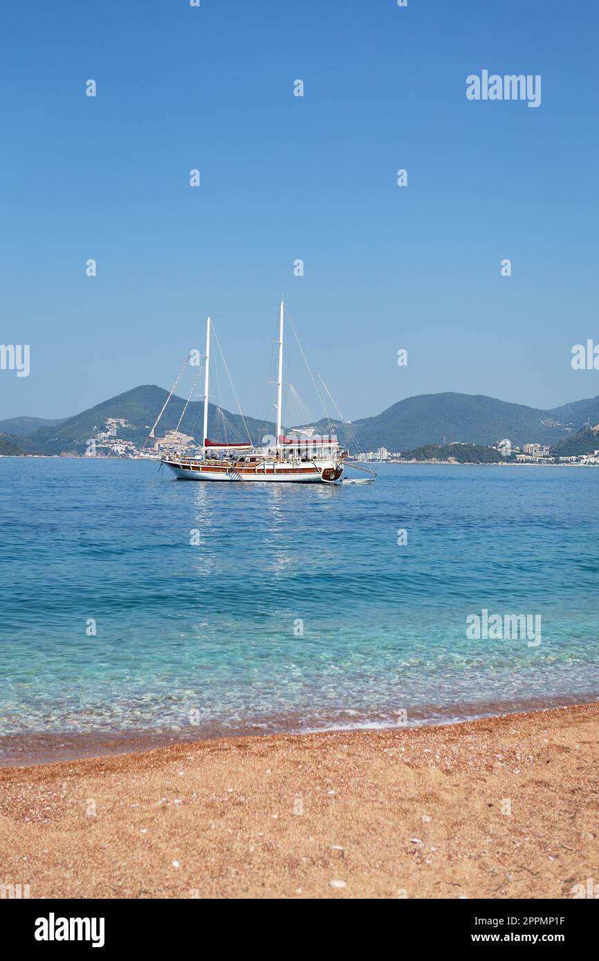 The famous resort island of St. Stephen in the Adriatic Sea, Montenegro ...