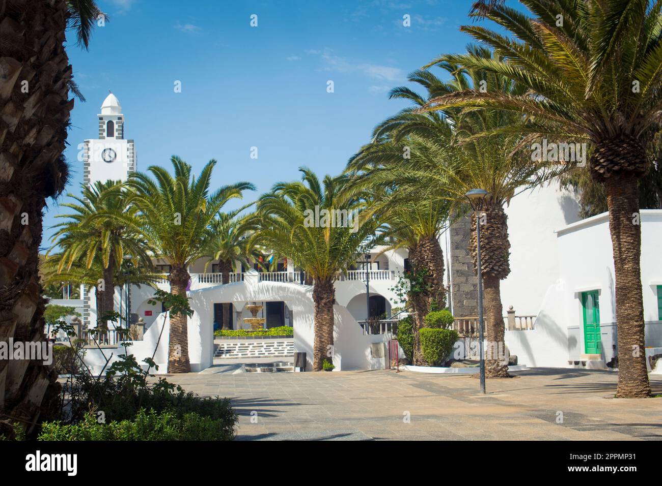 View on Plaza Leon y Castillo on San Bartolome on the Canary Island of ...