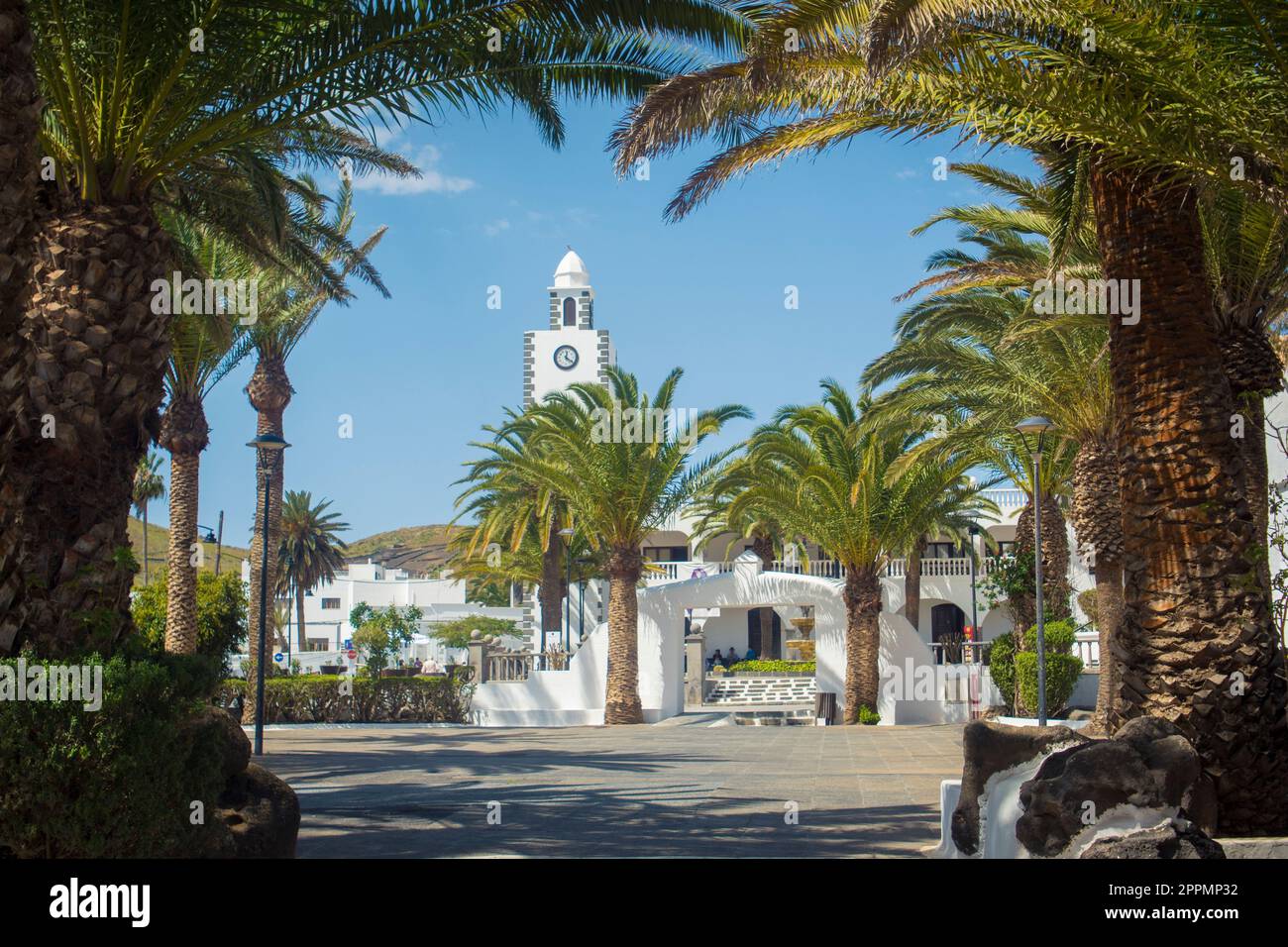 View on Plaza Leon y Castillo on San Bartolome on the Canary Island of ...