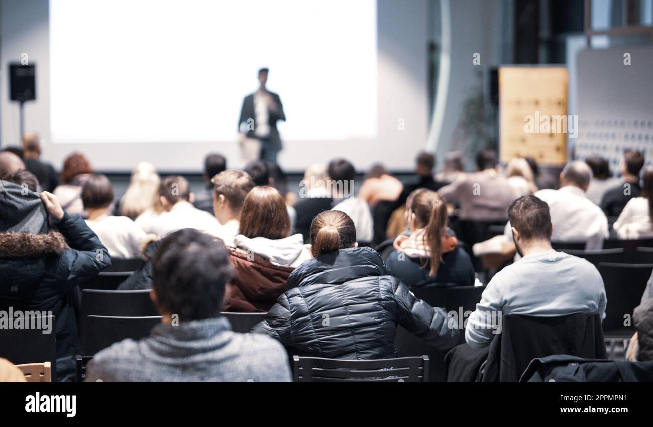 Business speaker giving a talk at business conference event Stock Photo ...