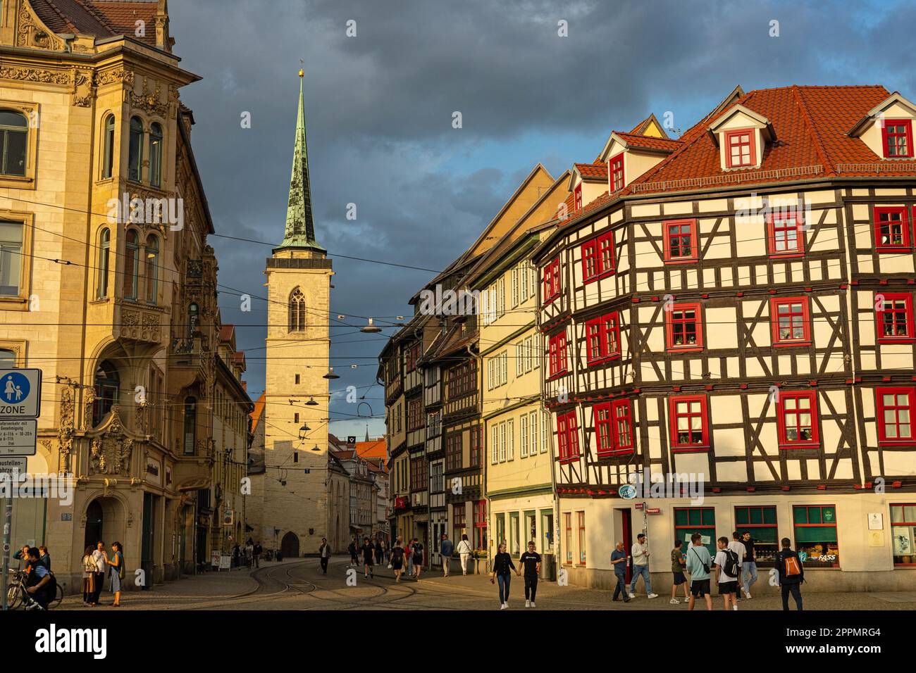 cathedral square in Erfurt view into market street Stock Photo - Alamy