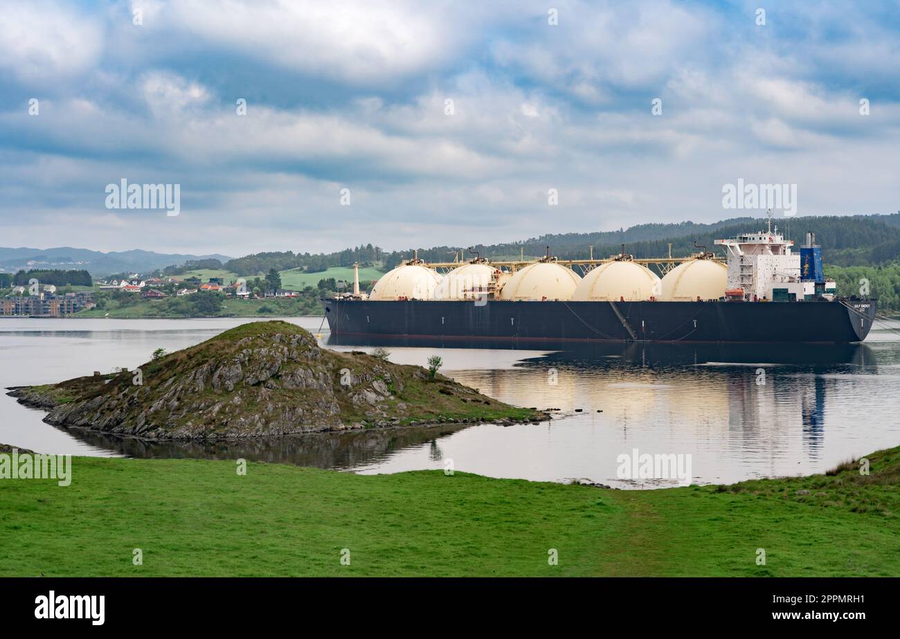 Gas tanker in Norway Stock Photo - Alamy