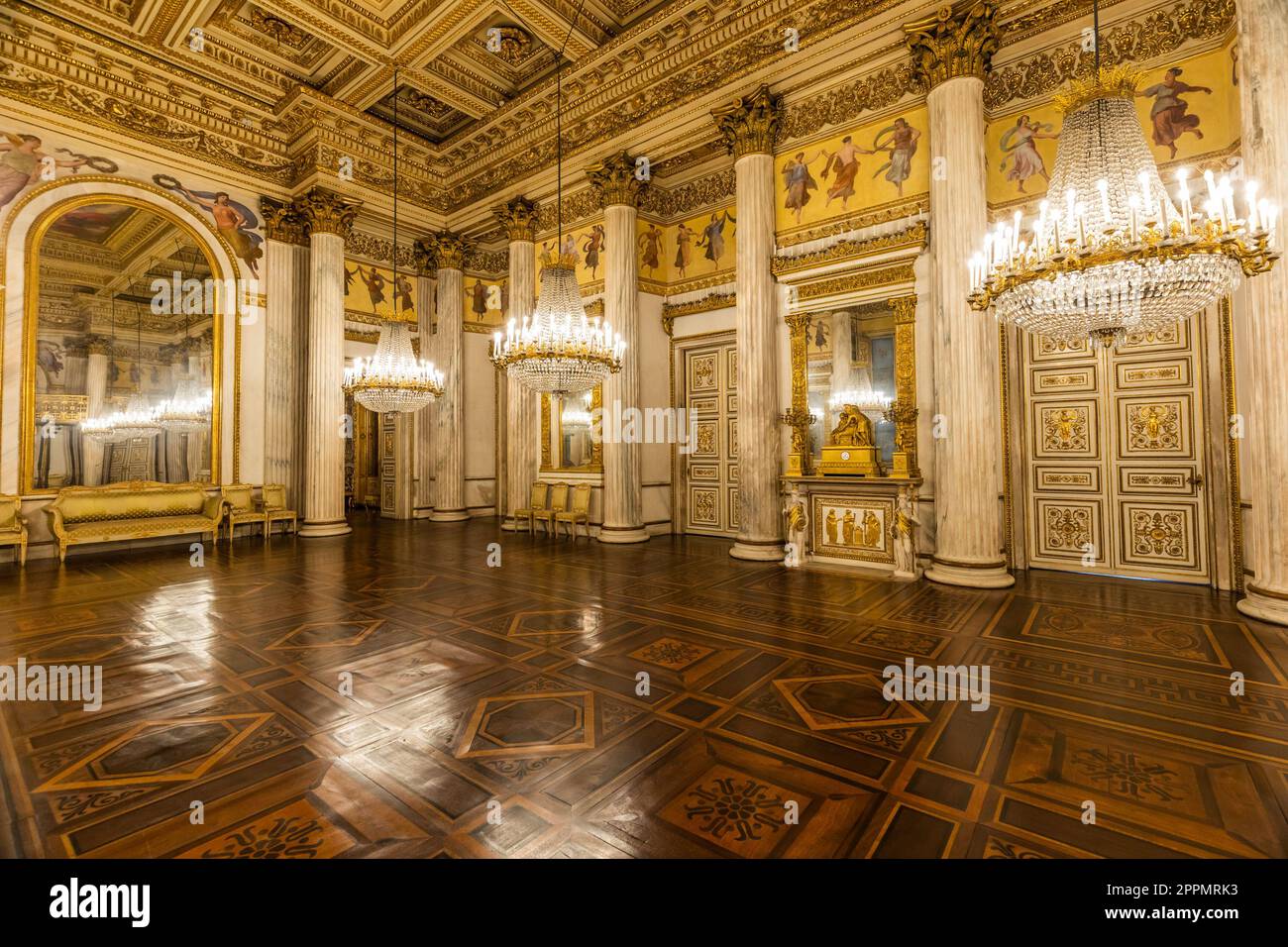 Turin, Italy - Circa January 2022: romantic old ballroom interior in ...