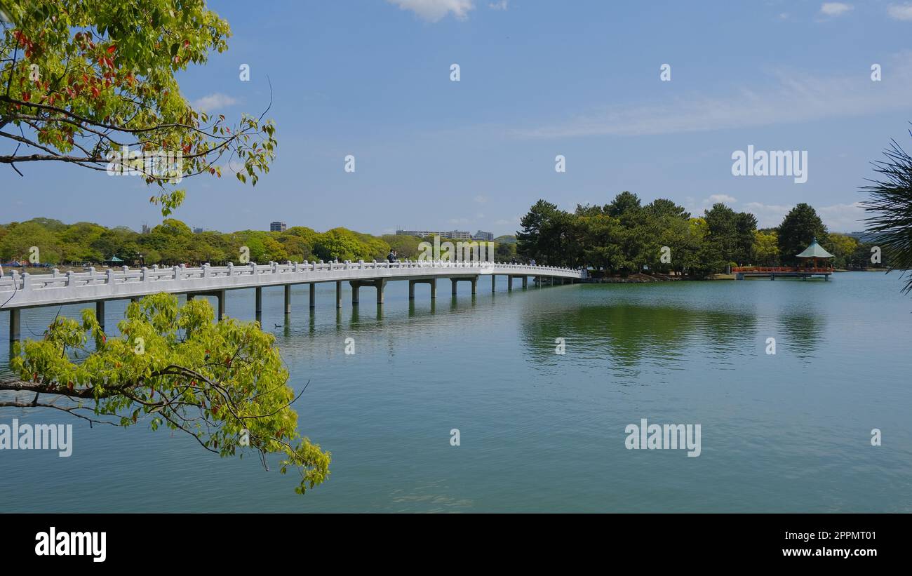 Bridge over water at Ohori Park, Fukuoka, Japan Stock Photo - Alamy