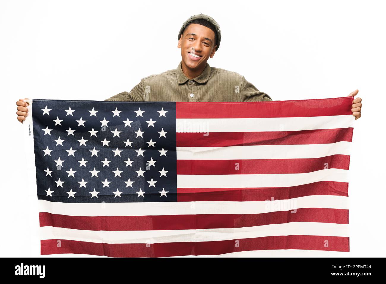 Guy holding american flag hi-res stock photography and images - Alamy