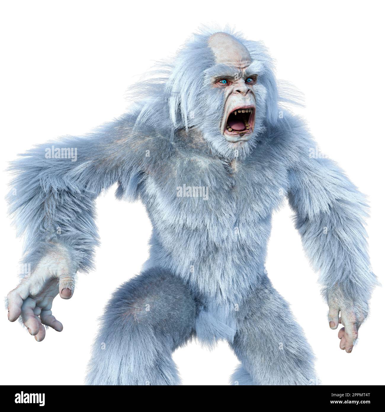 3D rendering of a fantasy creature yeti isolated on white background ...