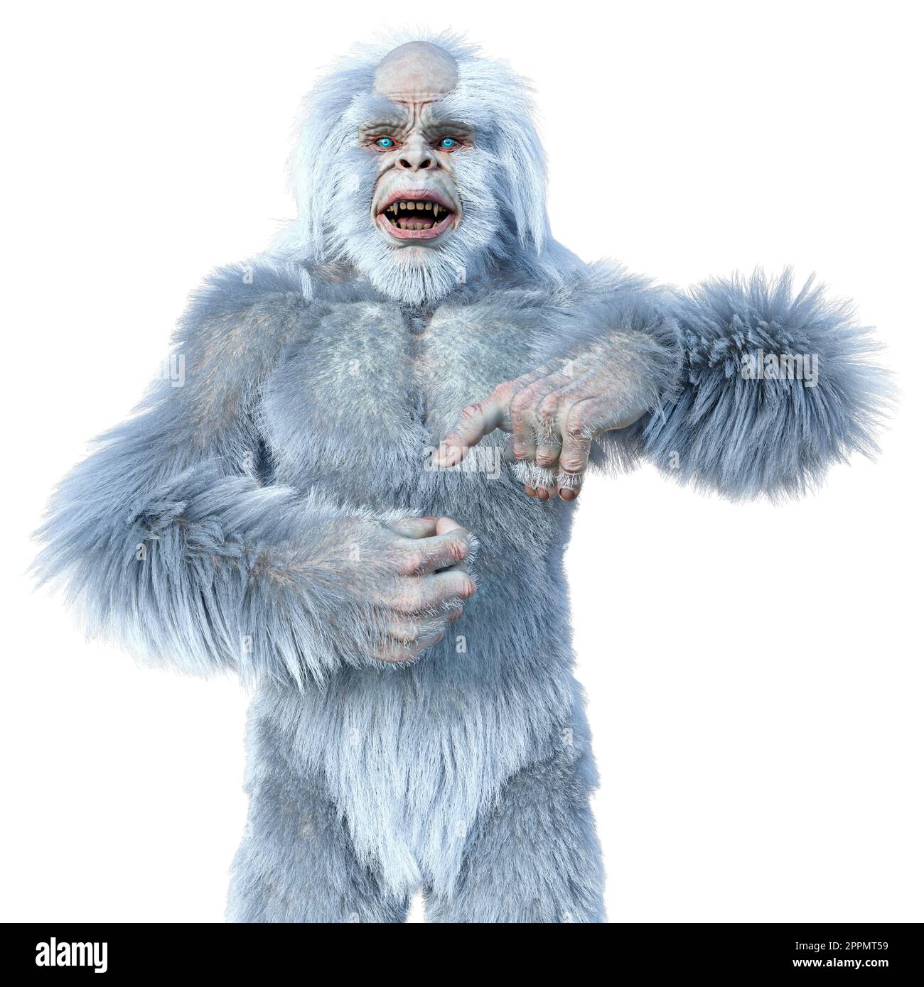 3D rendering of a fantasy creature yeti isolated on white background ...
