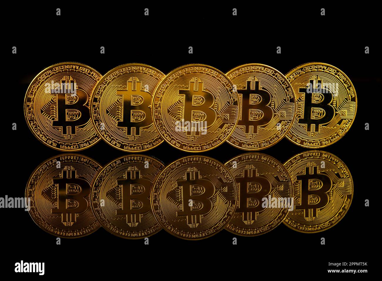 Physical version of Bitcoin, new virtual money. Conceptual image for ...