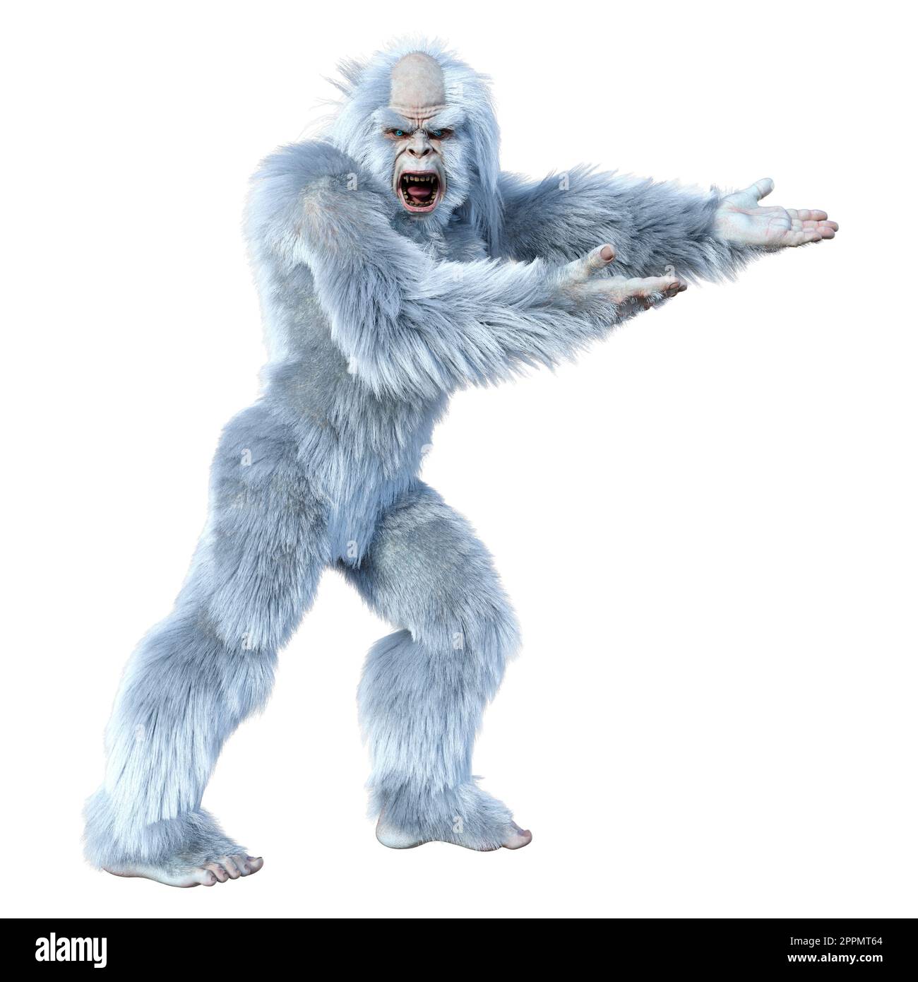 3D rendering of a fantasy creature yeti isolated on white background ...