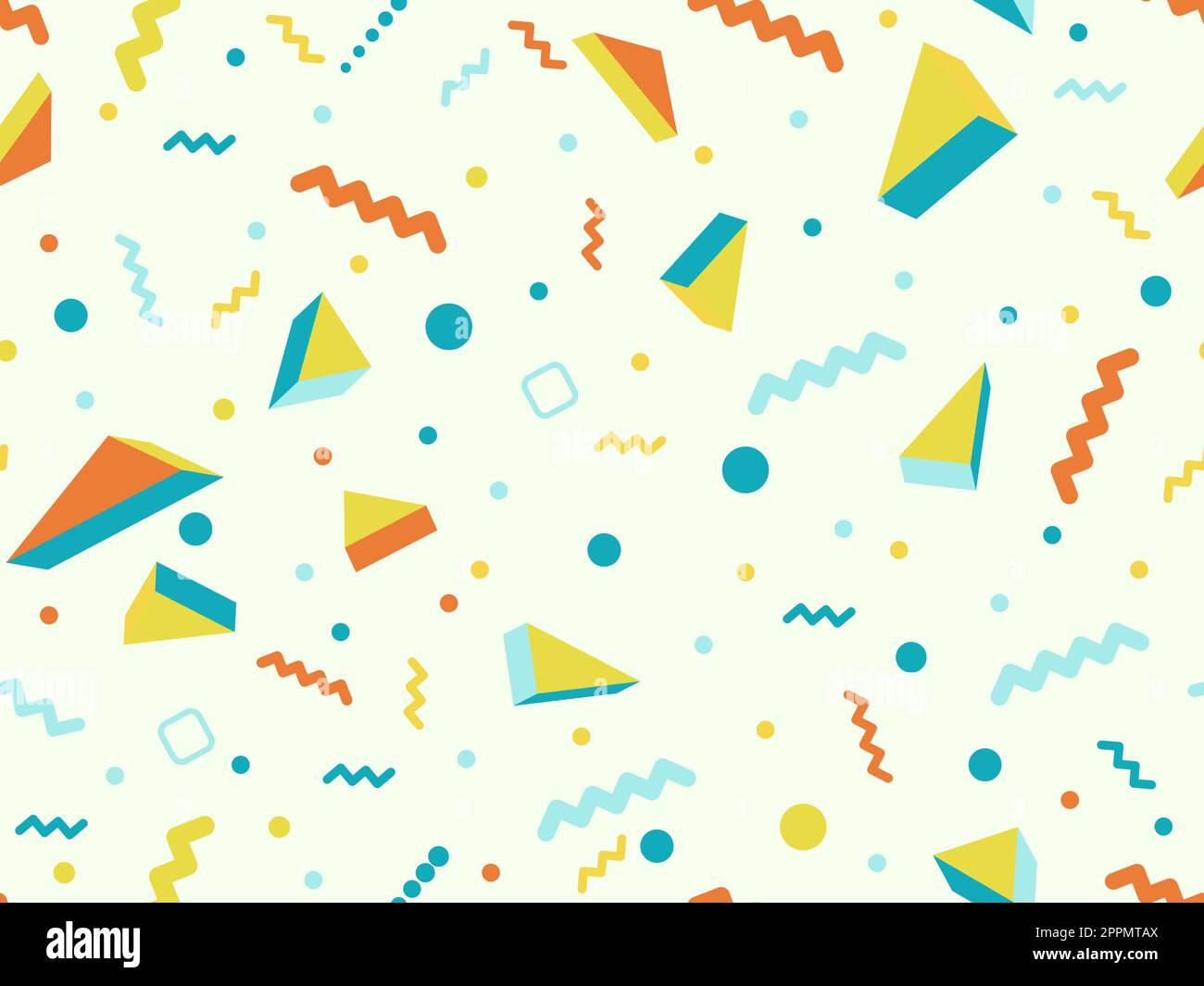 Geometric seamless pattern with 3d figures in 80s - 90s memphis style ...