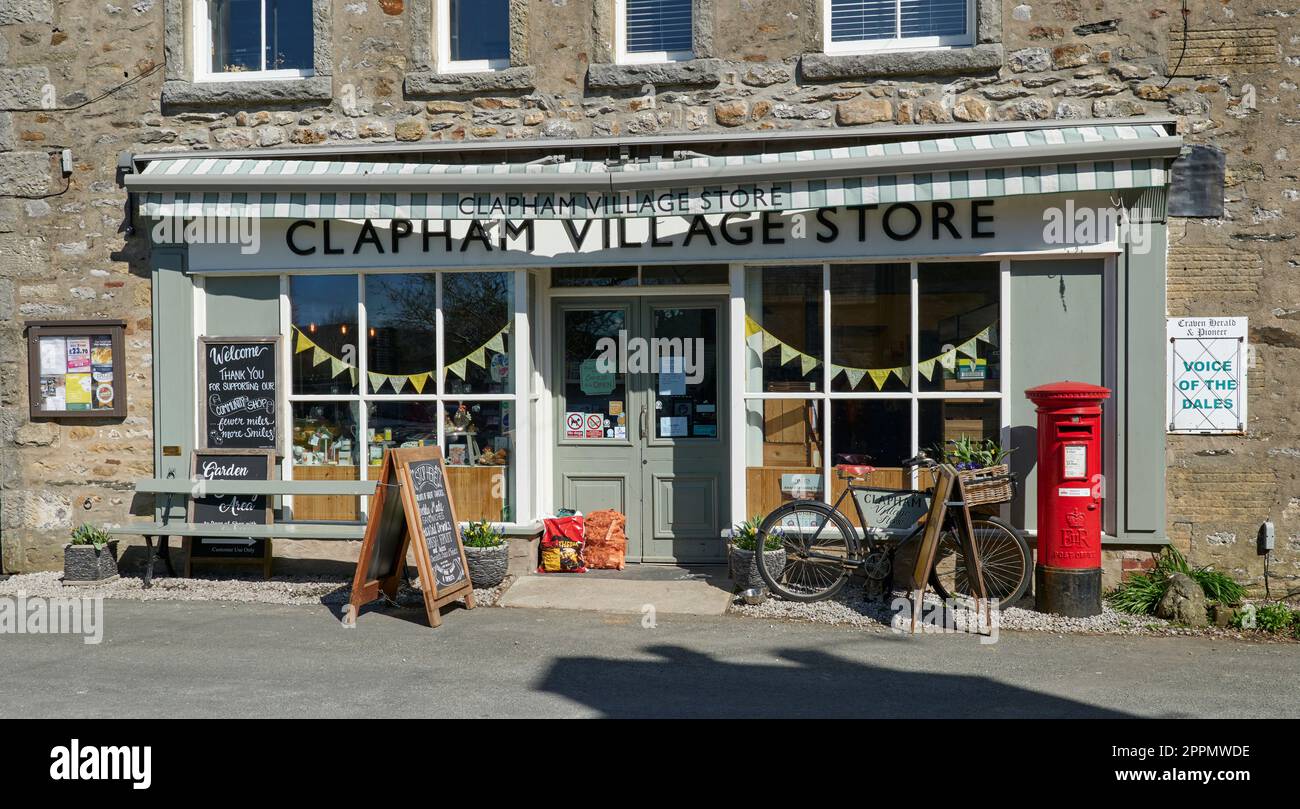 Front of Clapham Village Store in Clapham, North Yorkshire Stock Photo ...