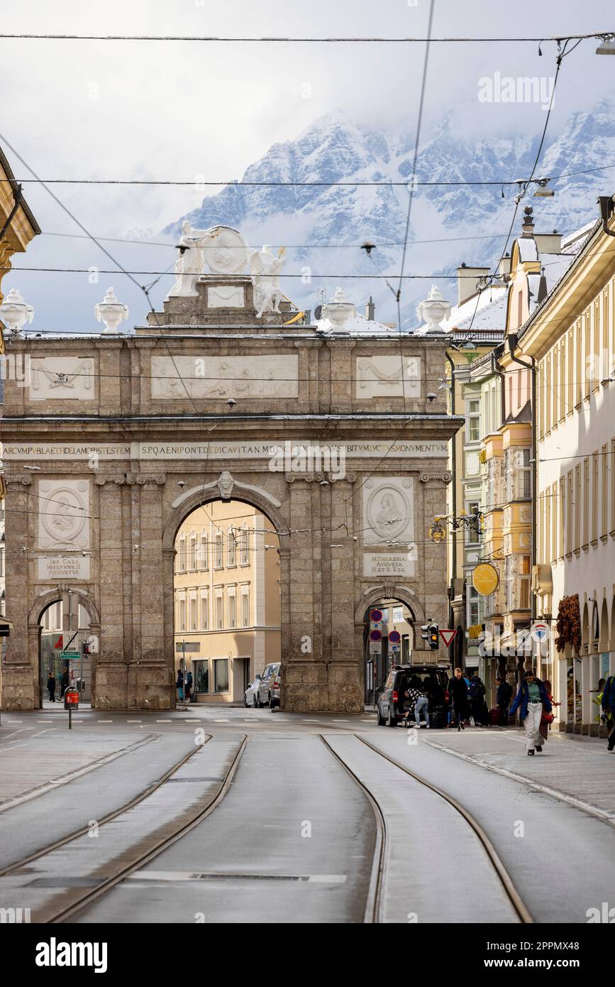 Triumphal Arch (Triumphpforte) on Maria Teresa Street, Innsbruck ...
