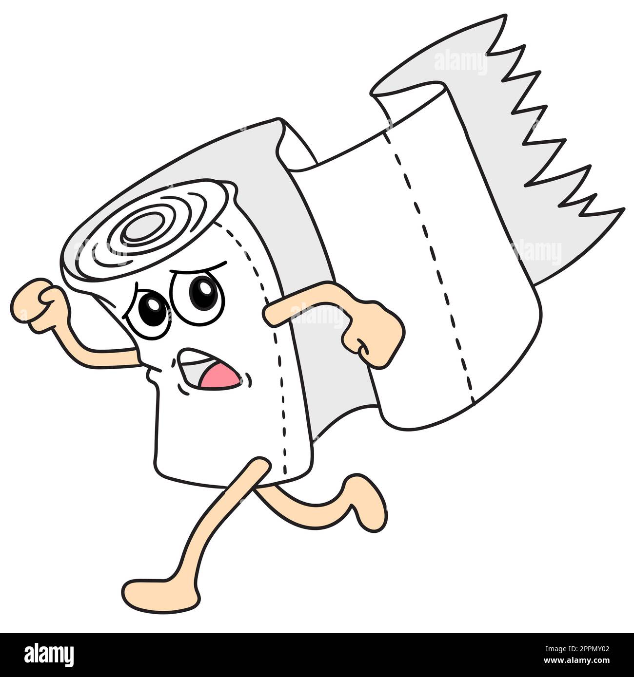 cartoon tissue running scared doodle kawaii. doodle icon image Stock ...