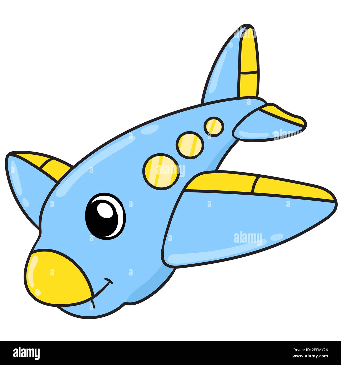 airplane with a cute face doodle kawaii. doodle icon image Stock Vector ...