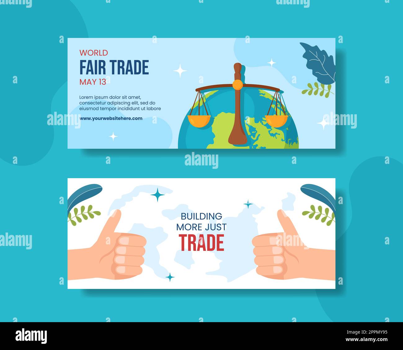 World Fair Trade Day Horizontal Banner Cartoon Hand Drawn Templates ...
