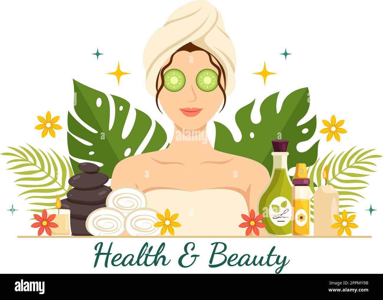 Beauty and Health Illustration with Natural Cosmetics and Eco Products ...