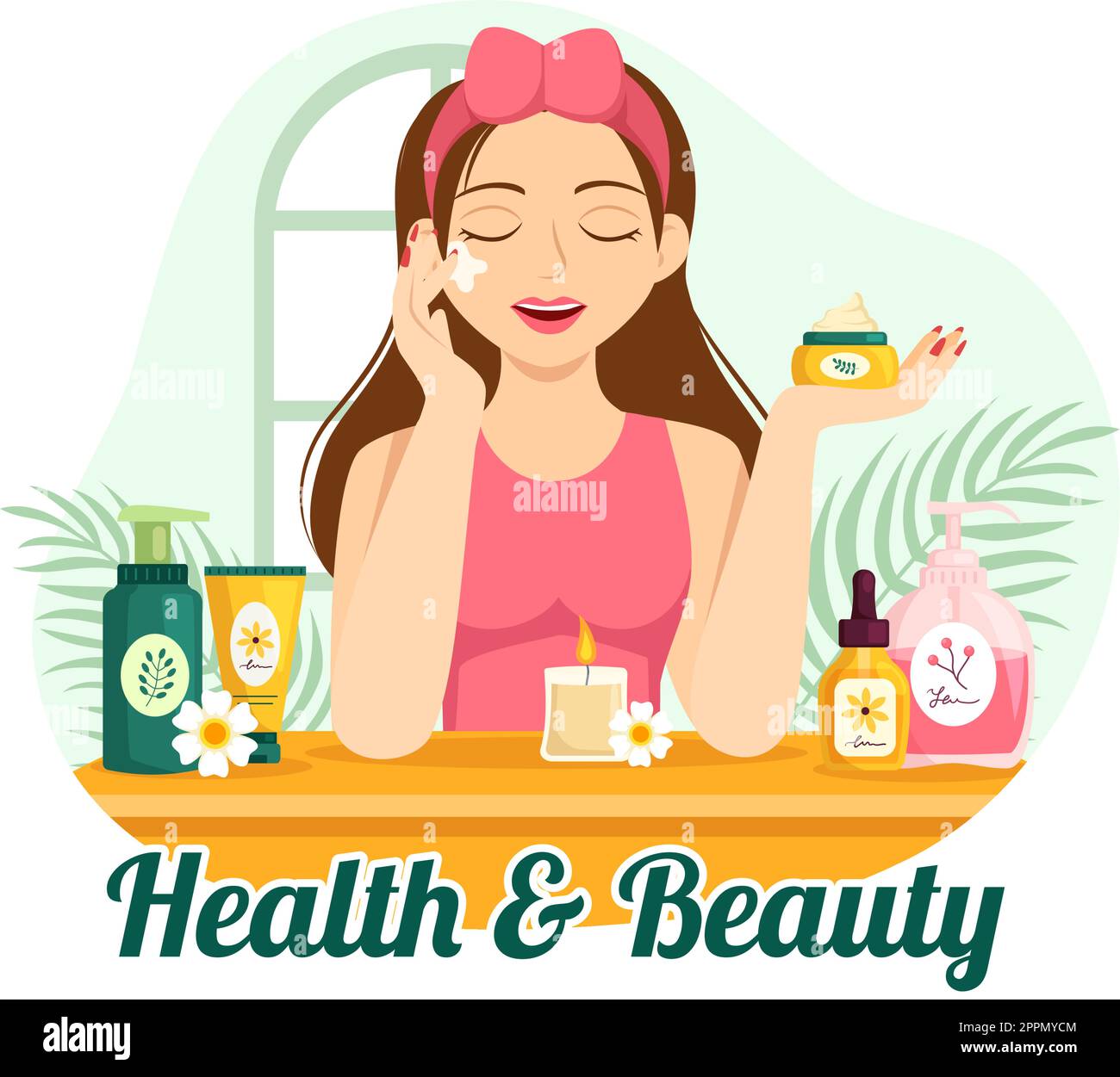 Beauty and Health Illustration with Natural Cosmetics and Eco Products ...