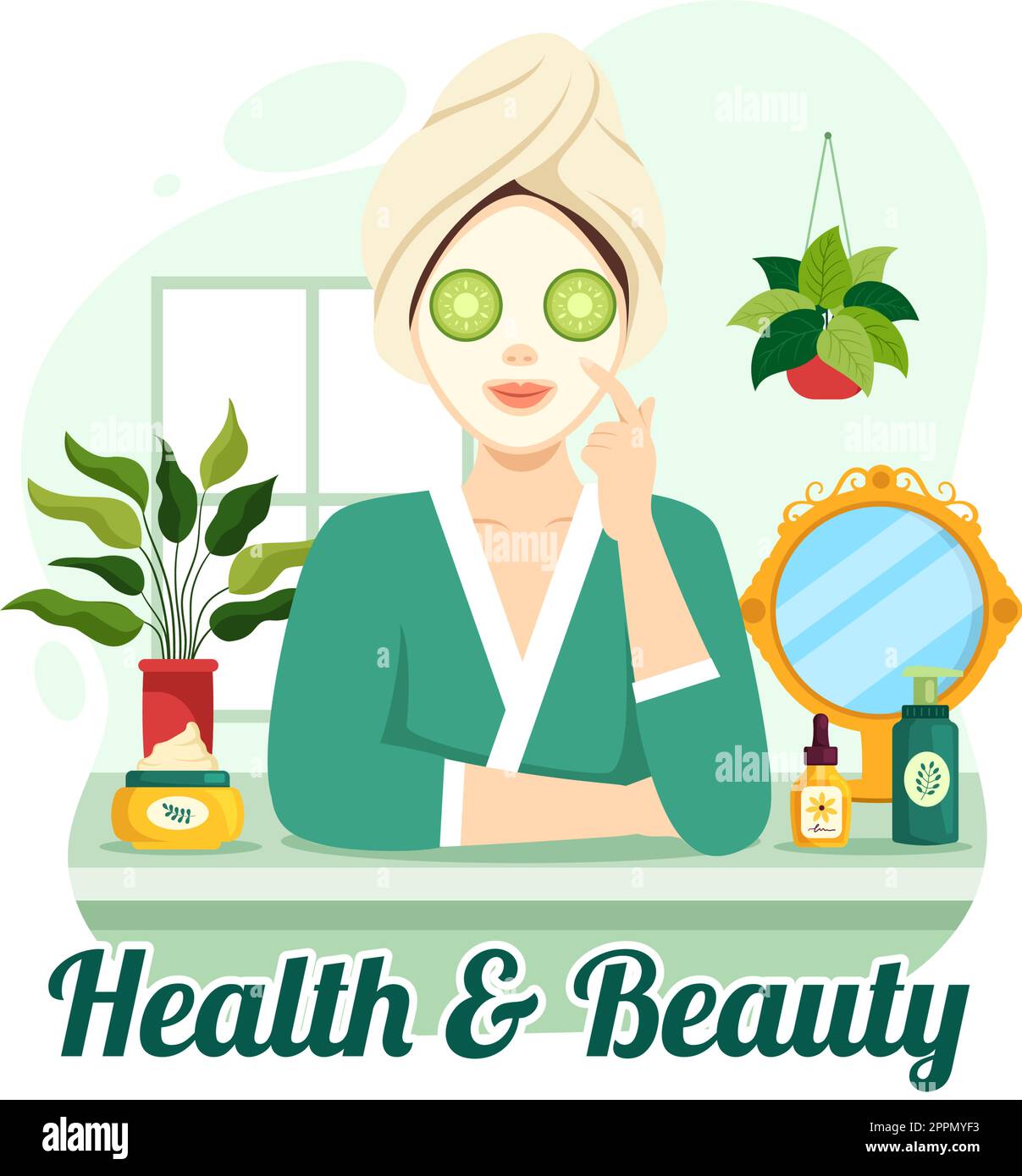 Beauty and Health Illustration with Natural Cosmetics and Eco Products ...