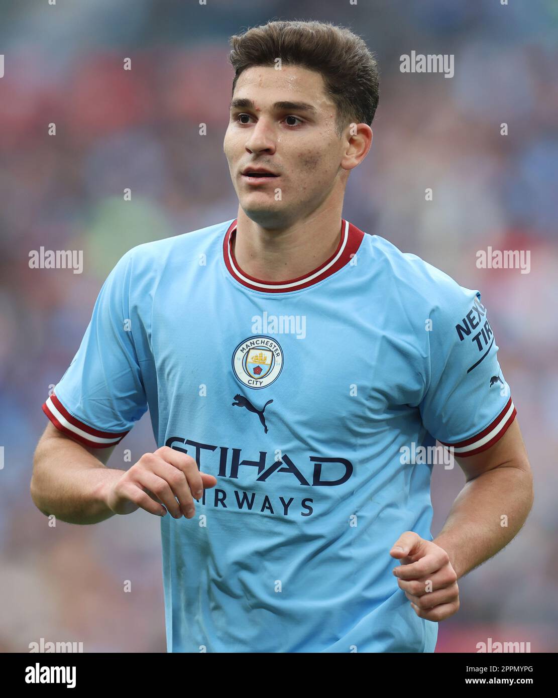 Manchester City's Julian Alvarez during The FA Cup - Semi-Final soccer ...