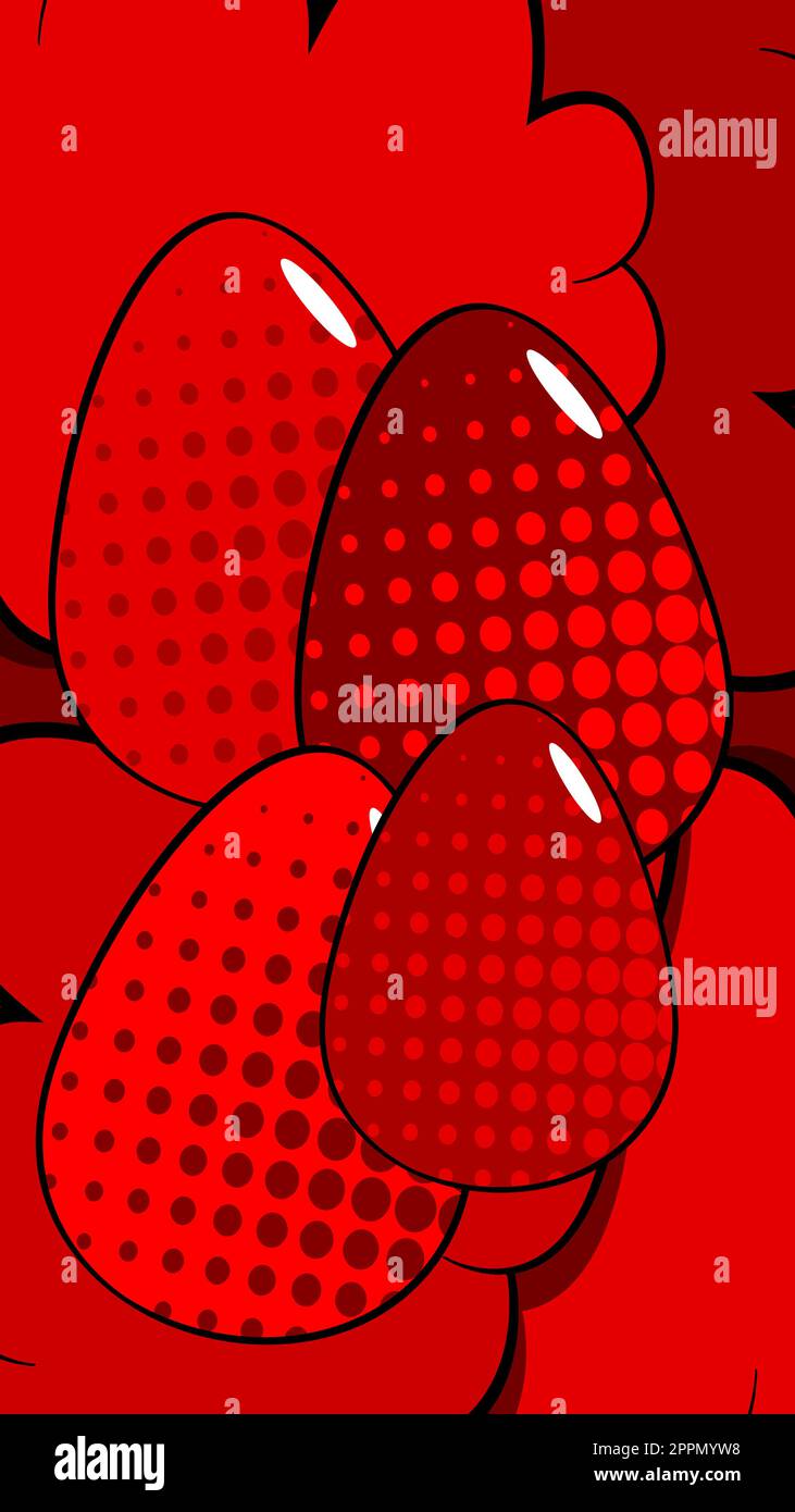 Comic Book Easter background with red eggs and background Stock Vector ...