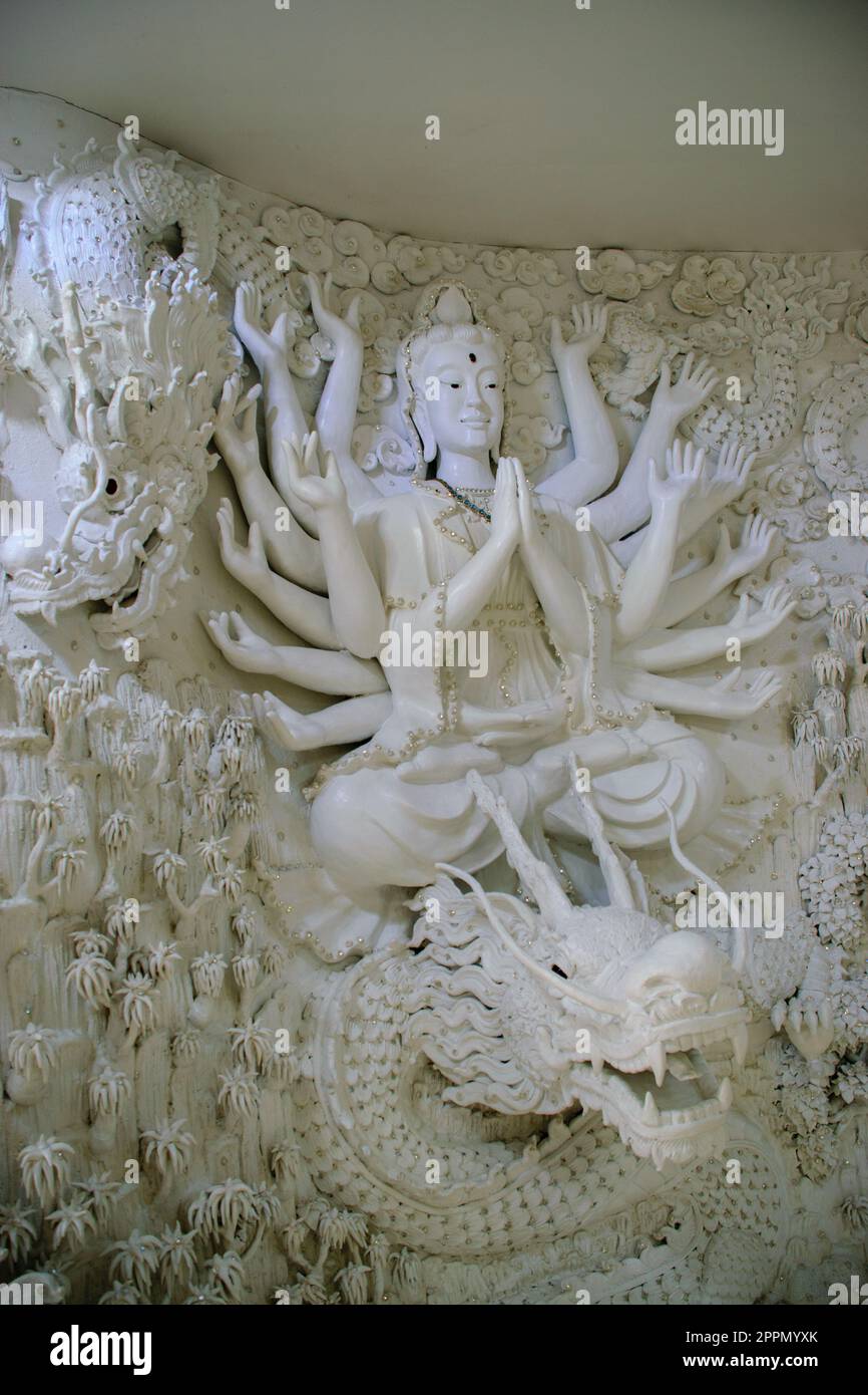 White Shiva statue in Chinese temple wat Hyua Pla Kang Stock Photo - Alamy