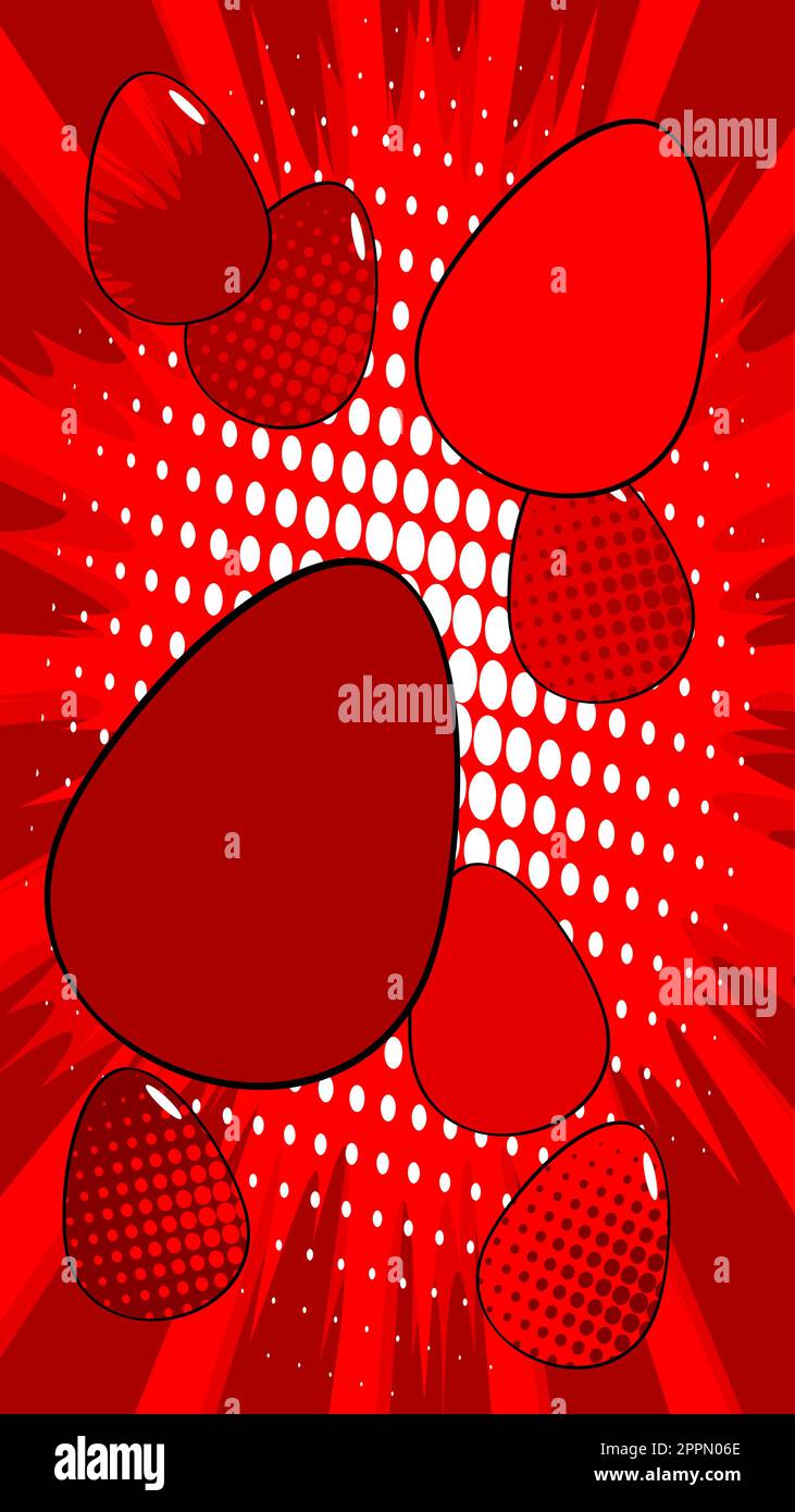 Comic Book Easter background with red eggs and background Stock Vector ...