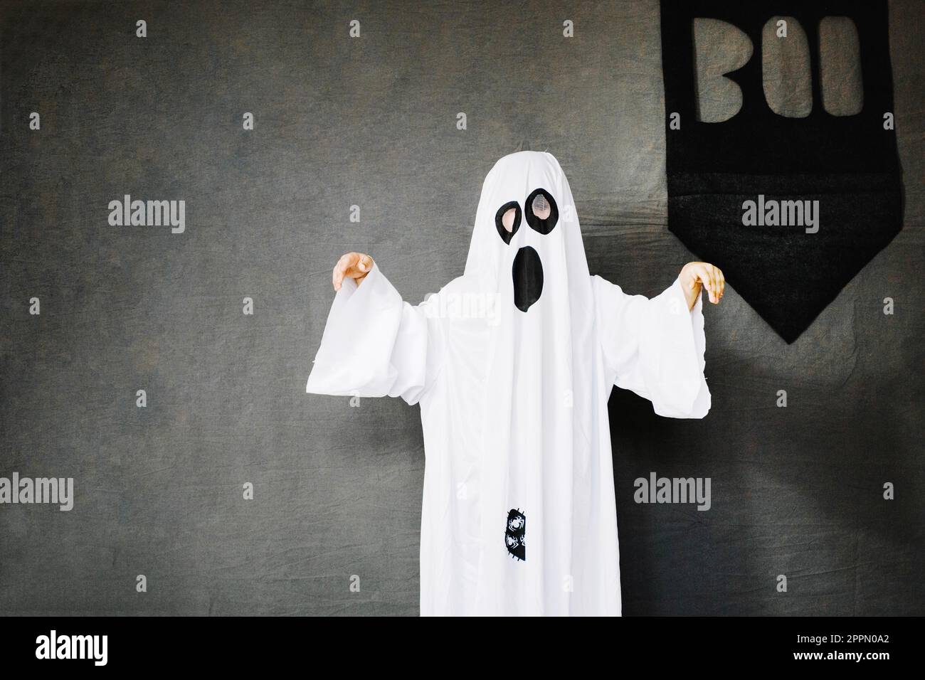 Creepy ghost boo banner Stock Photo - Alamy
