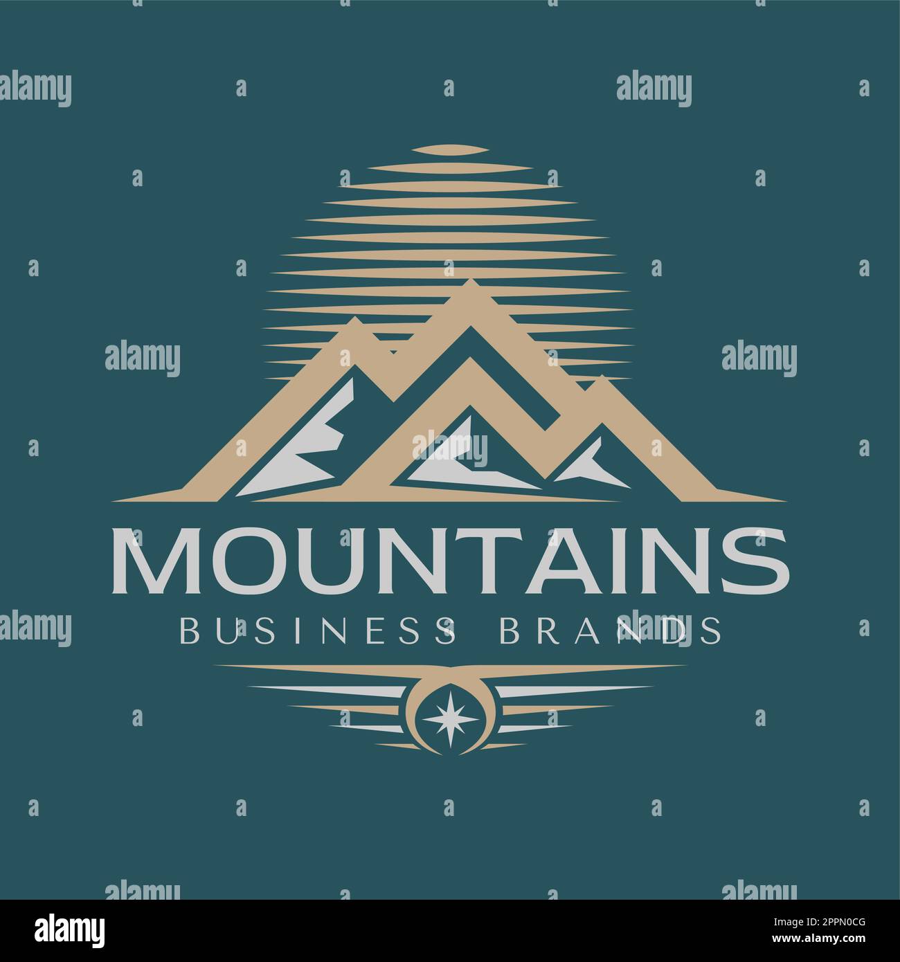 Modern mountain peak logo design. Luxury mountain initial letter M MM ...