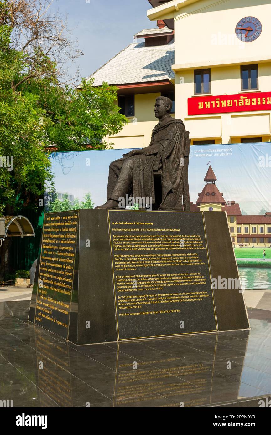 Pridi Banomyong statue at the Thammasat University, Bangkok, Thailand ...