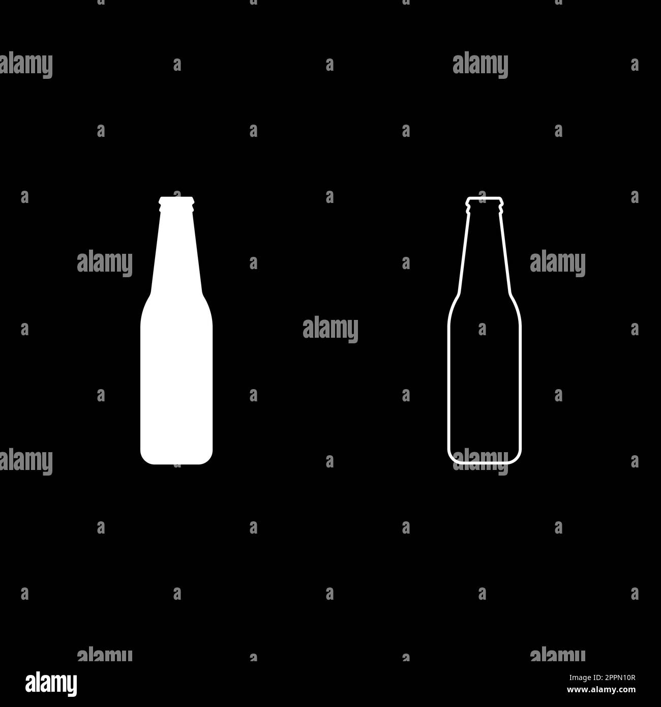 Bottle beer with glass set icon white color vector illustration image ...