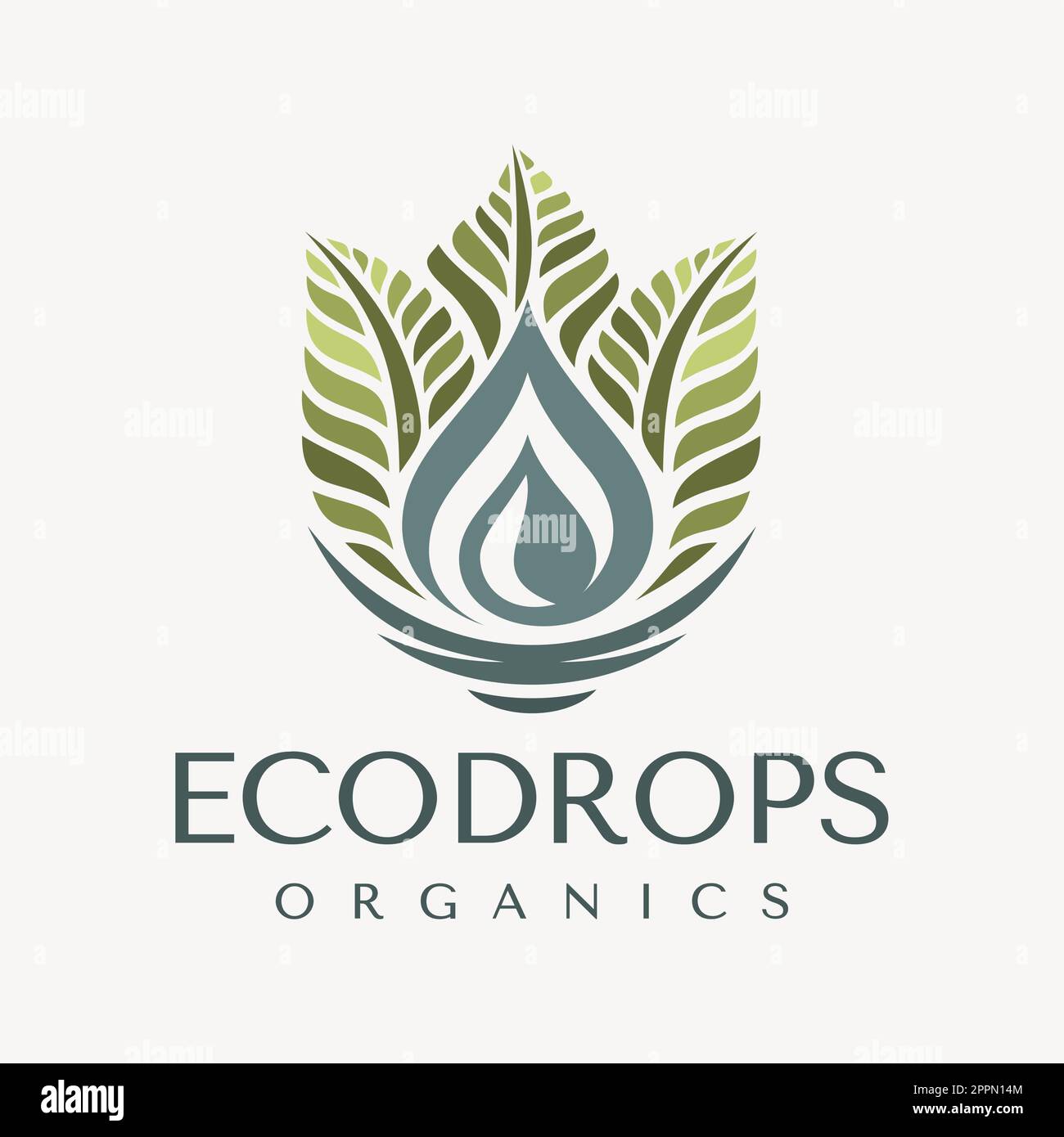Luxury eco leaf water logo design template. Elegance nature plant drop ...