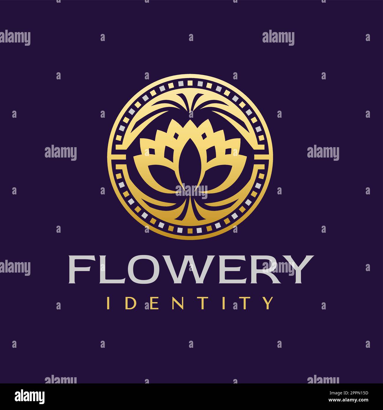 Luxury flower bloom circle logo design vector. Elegance decorative ...
